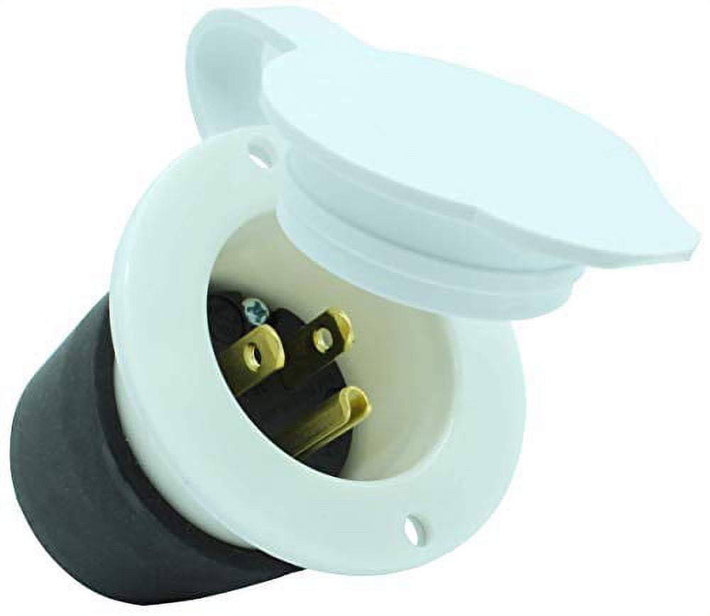 Journeyman Pro 5278W 15 Amp 120 125 Volt NEMA 5 15 Flanged Inlet WHITE ...