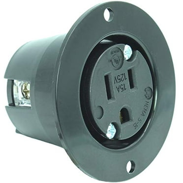 Journeyman-Pro 5278 15 Amp 125 Volt, Flanged Inlet, Black Commercial ...