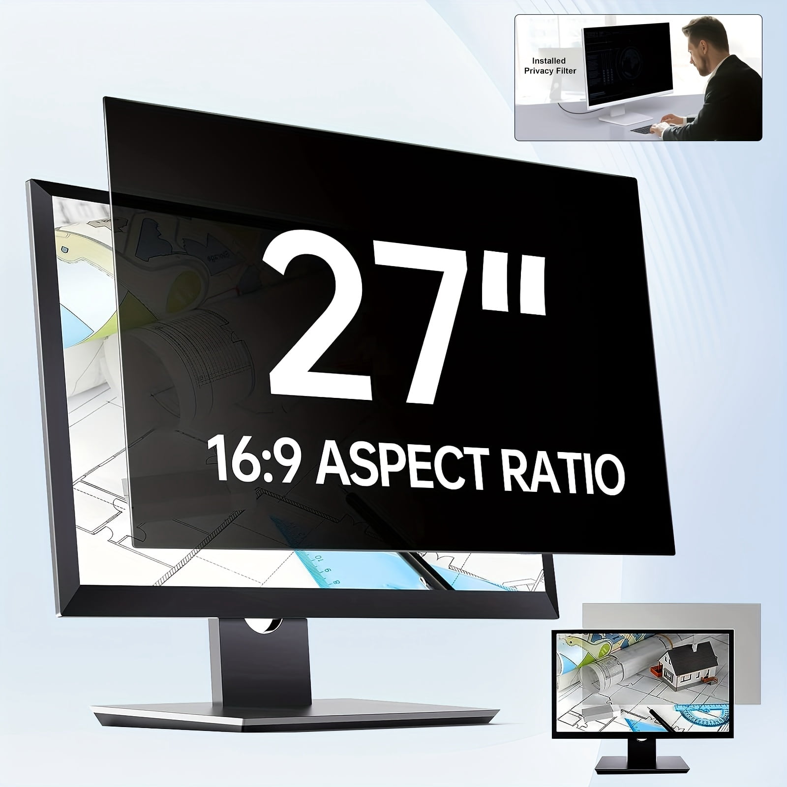 Jous 27 inch Computer Privacy Screen for 16:9 Aspect Ratio Widescreen ...