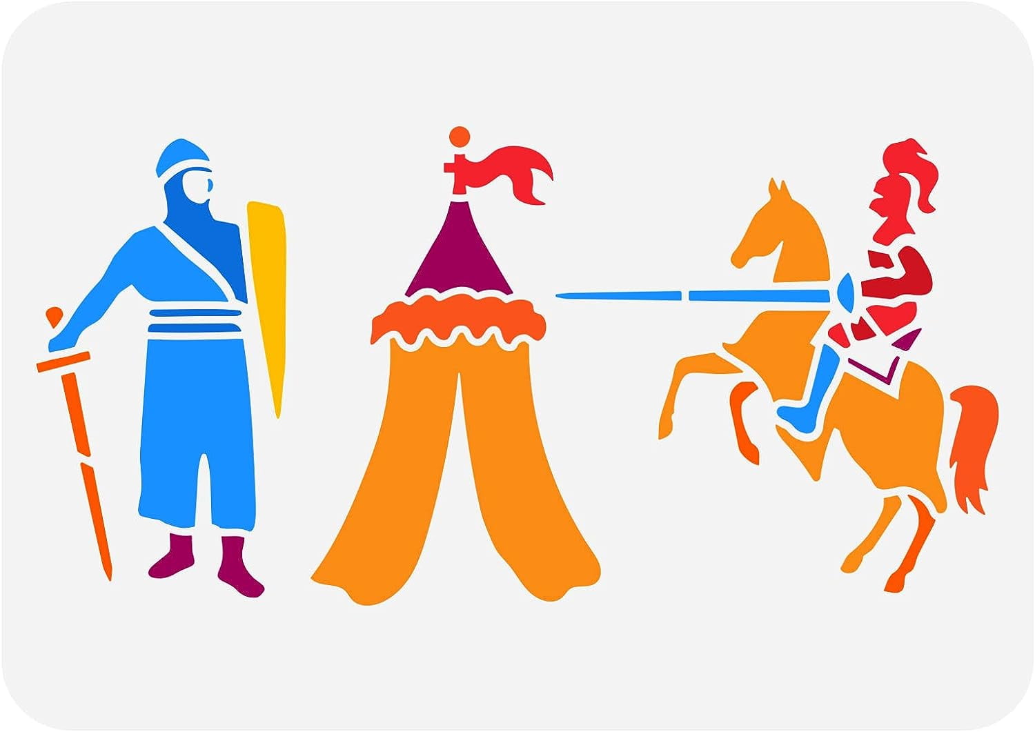 Jousting Knights Painting Stencil 11.7x8.3 inch Hollow Out Horse Tent ...