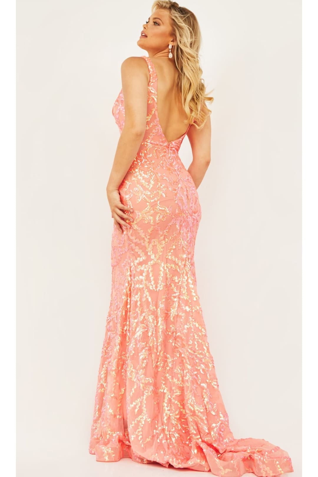 Jovani Plus Size Sequin Prom 2026 Dress With Train Iridescent Hot Pink ...