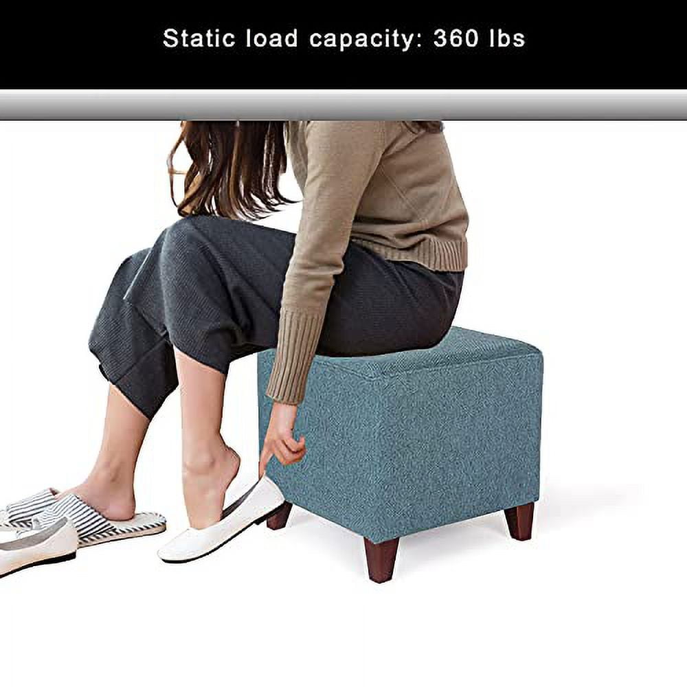 Joveco 16" Cube Ottoman Foot Stool Square Fabric Foot Rest Seat with ...