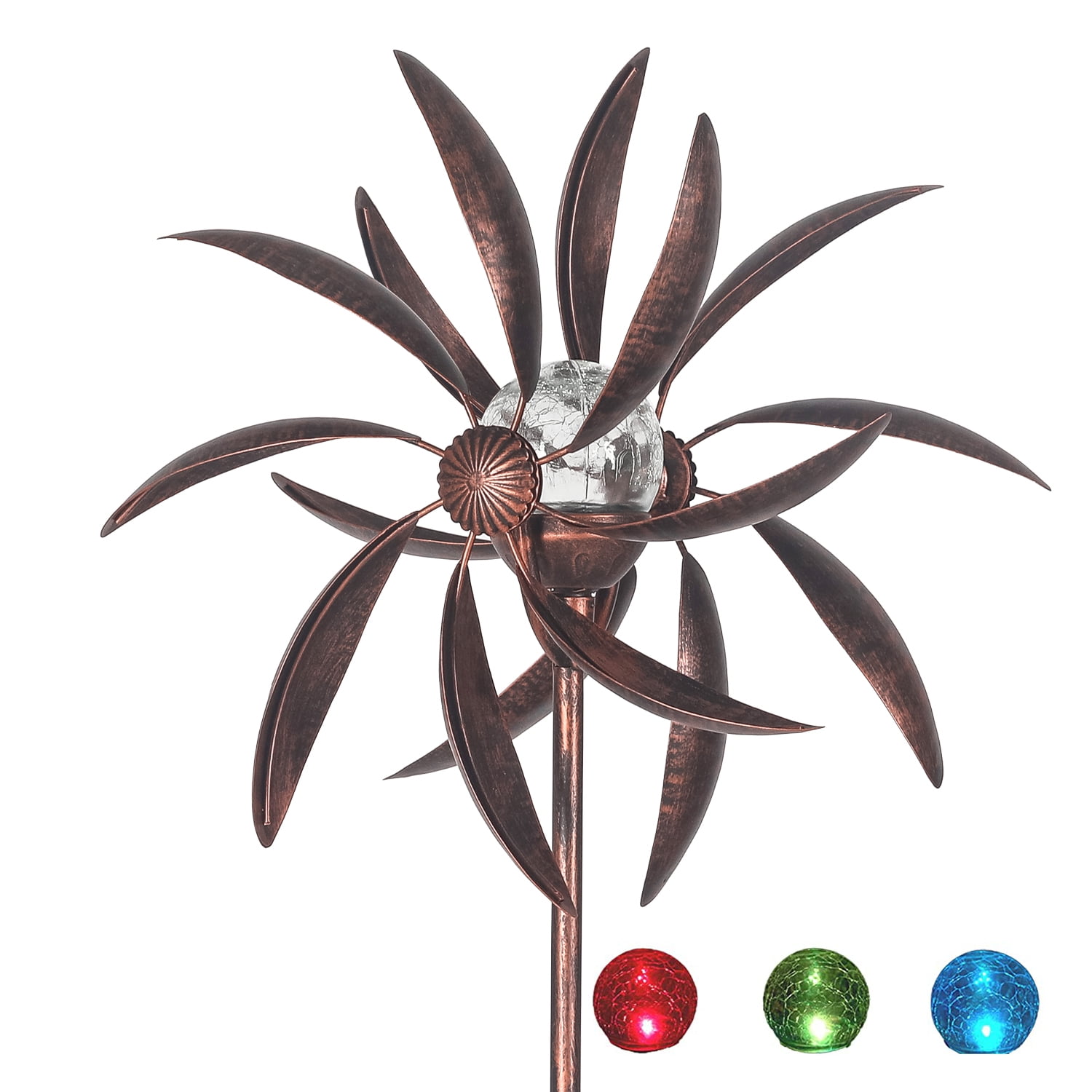 Joveco 360 Swivel Yard Garden Wind Spinners with Solar Lights,Outdoor ...