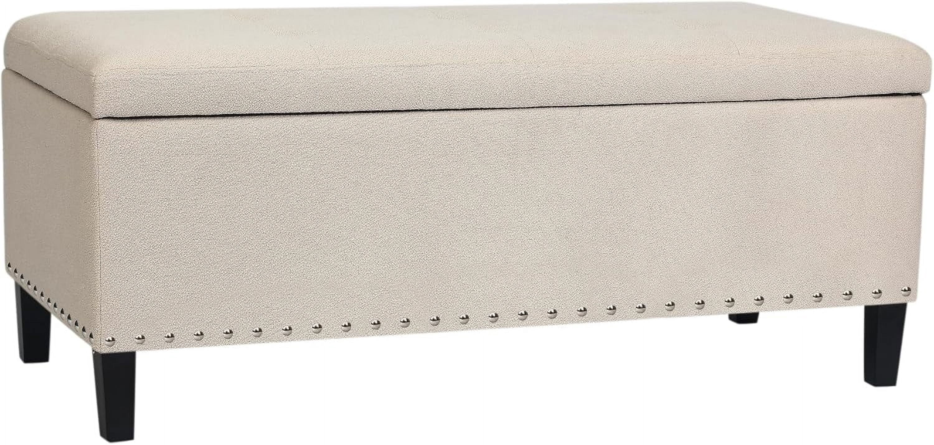 Joveco 41 Inch Storage Ottoman , Cotton Linen Rectangle Tufted Long ...