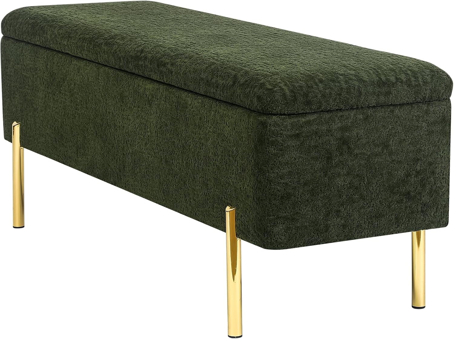 Joveco 47" Storage Ottoman Bench, Large Footstool with Gold Metal Legs ...