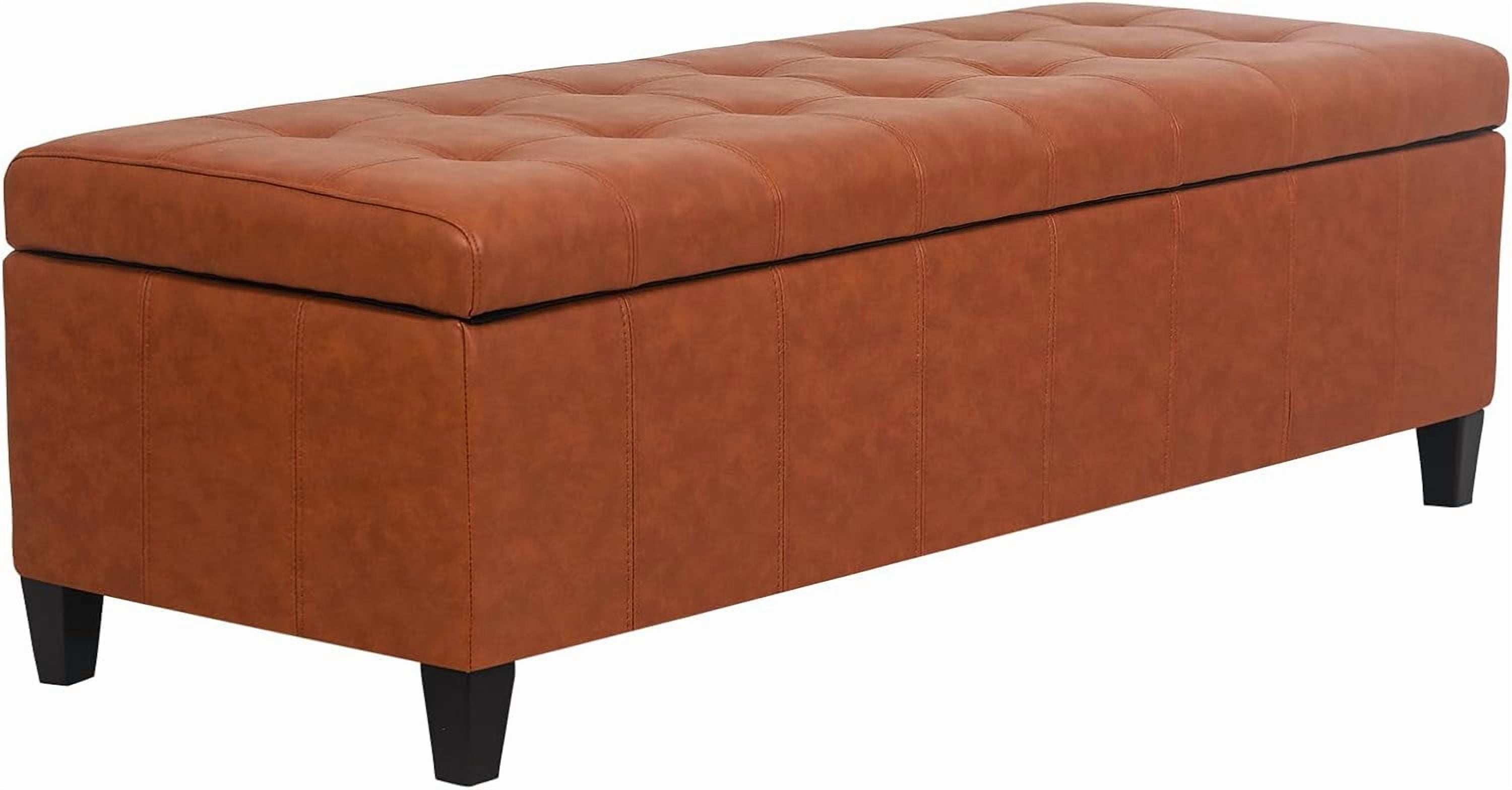 Joveco 51 Inch Storage Ottoman Bench,Tufted Leather Storage Bench for ...