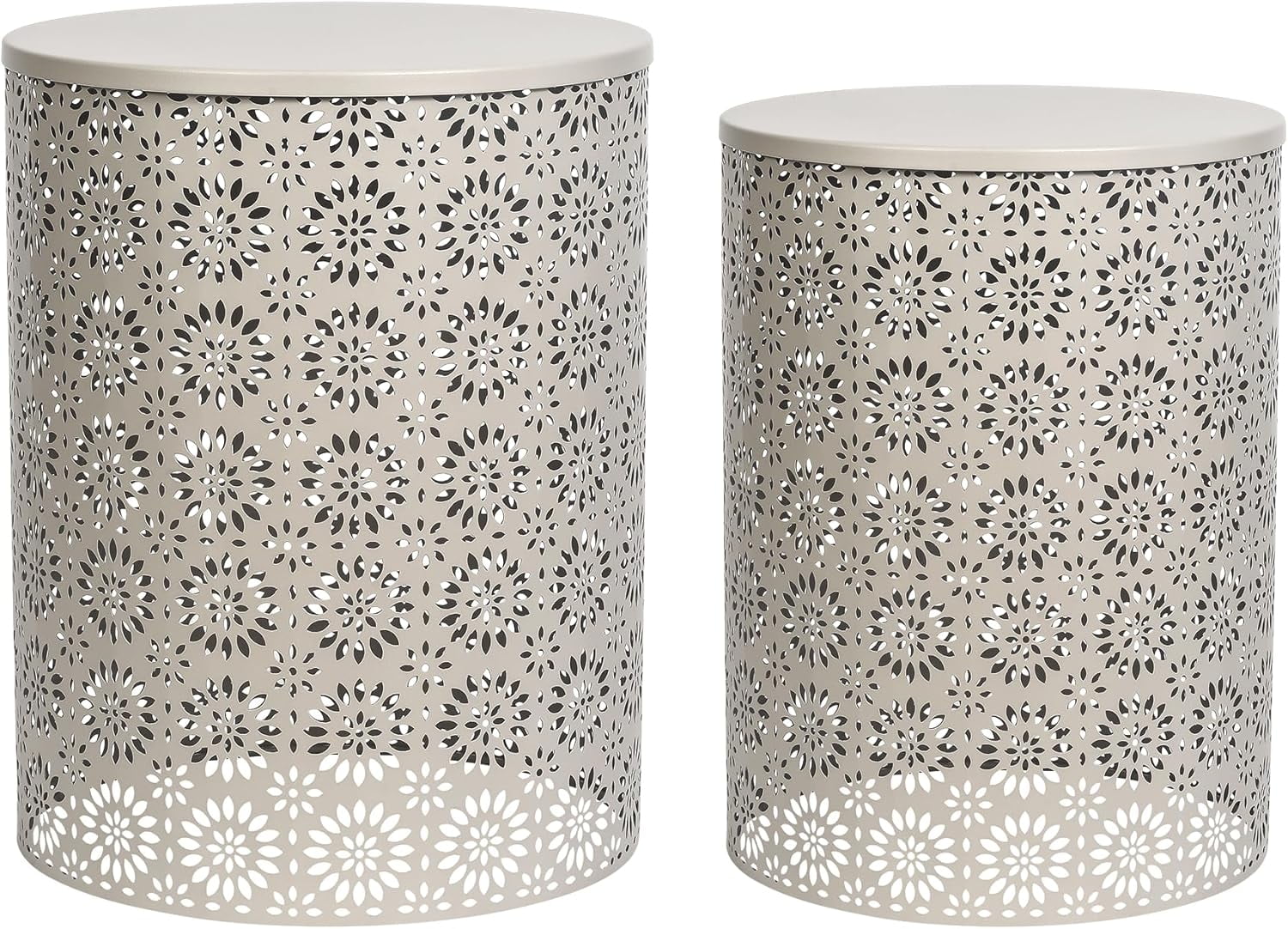 Joveco Gold Nesting Round Side End Tables Set of 2- Coffee Tea Table ...