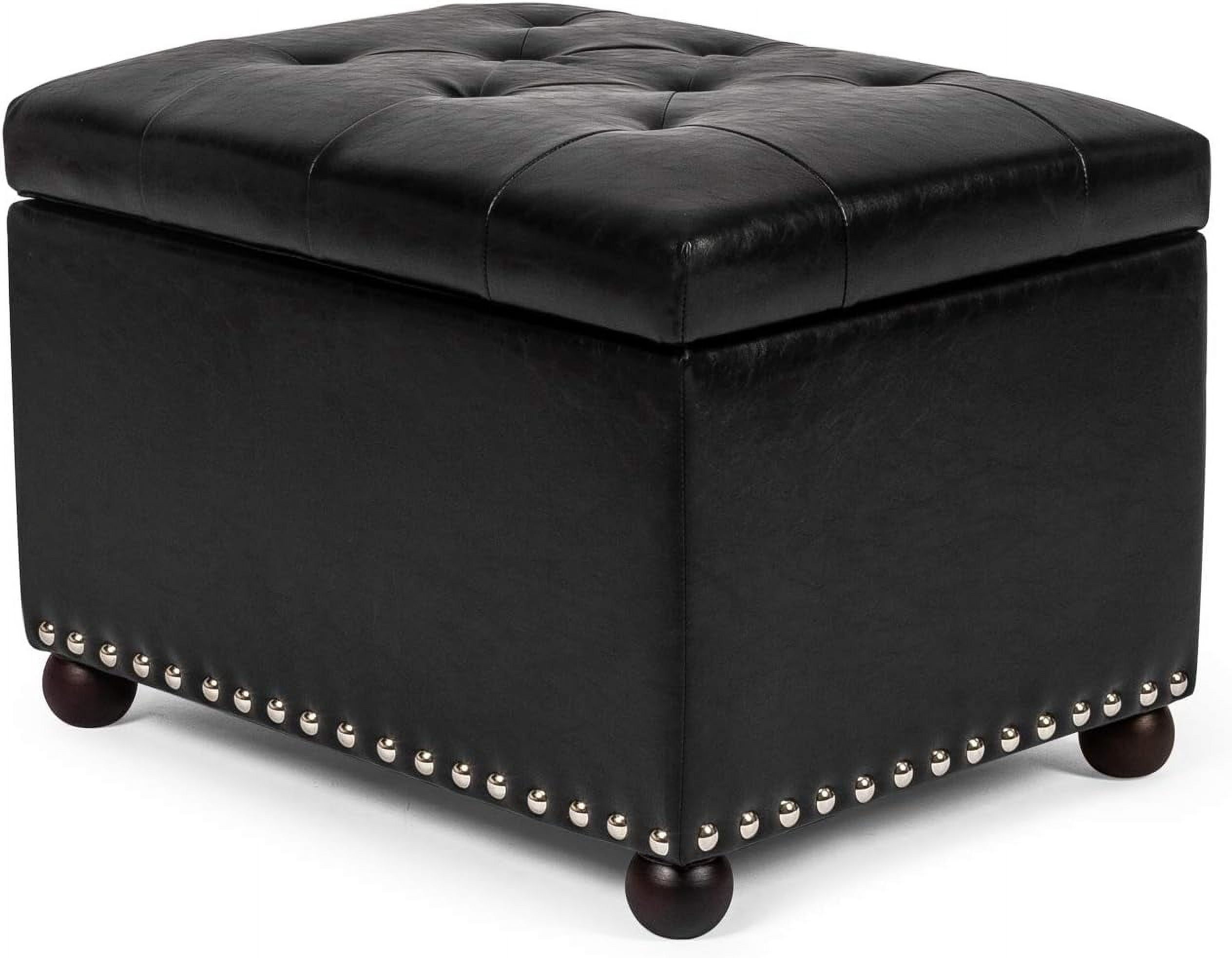 Joveco Leather Storage Ottoman, 24" Rectangle Tufted Foot Rest Stool ...