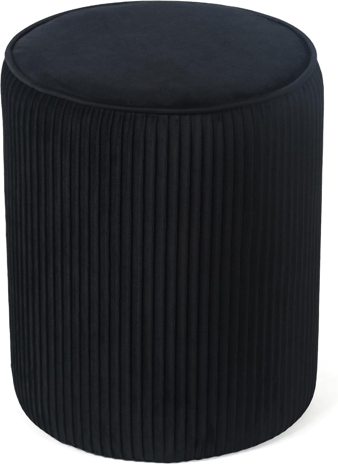 Joveco Modern Round Ottoman with Soft Padded Seat, Velvet Vanity Stool ...