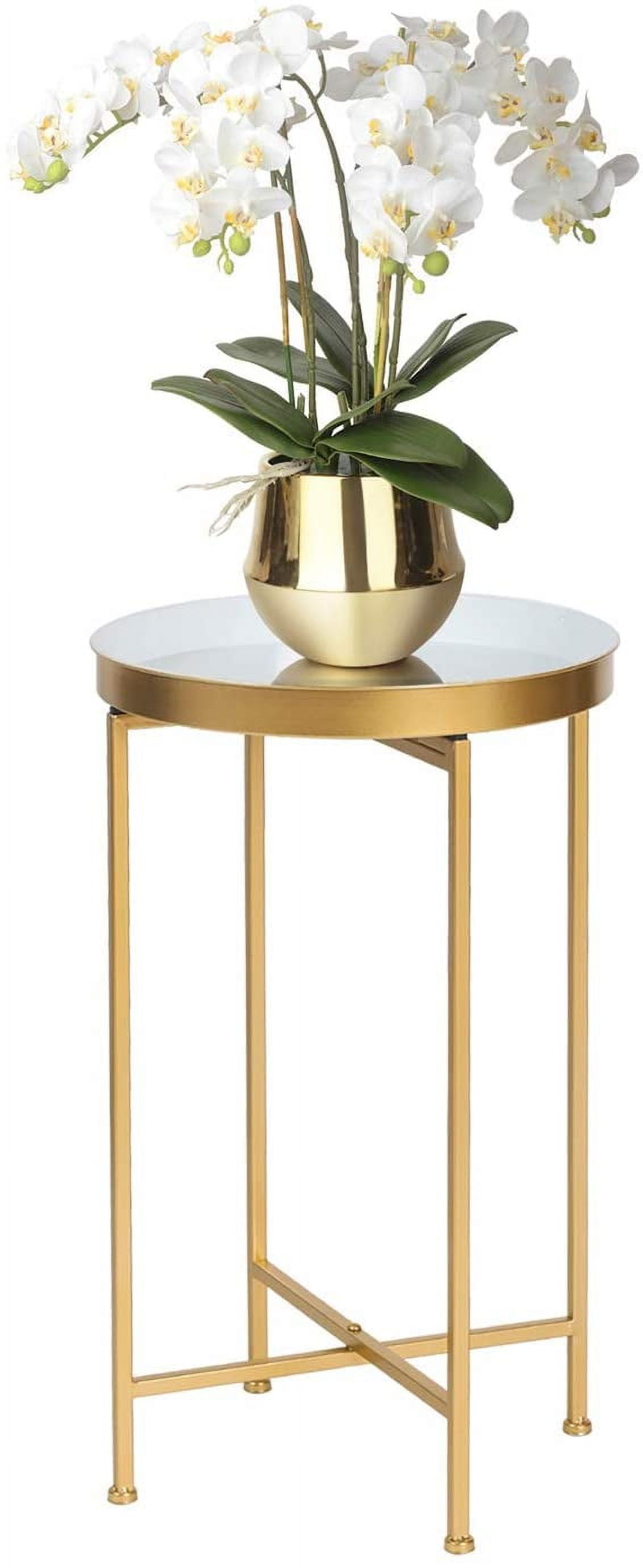 Joveco Round End Table Folding Gold Metal Side Tables Small Nightstand ...