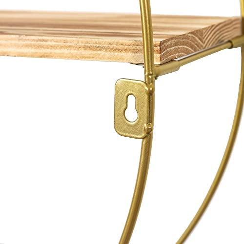 Joveco Round Floating Shelves Wall Mounted Shelf Sturdy Wood Golden ...
