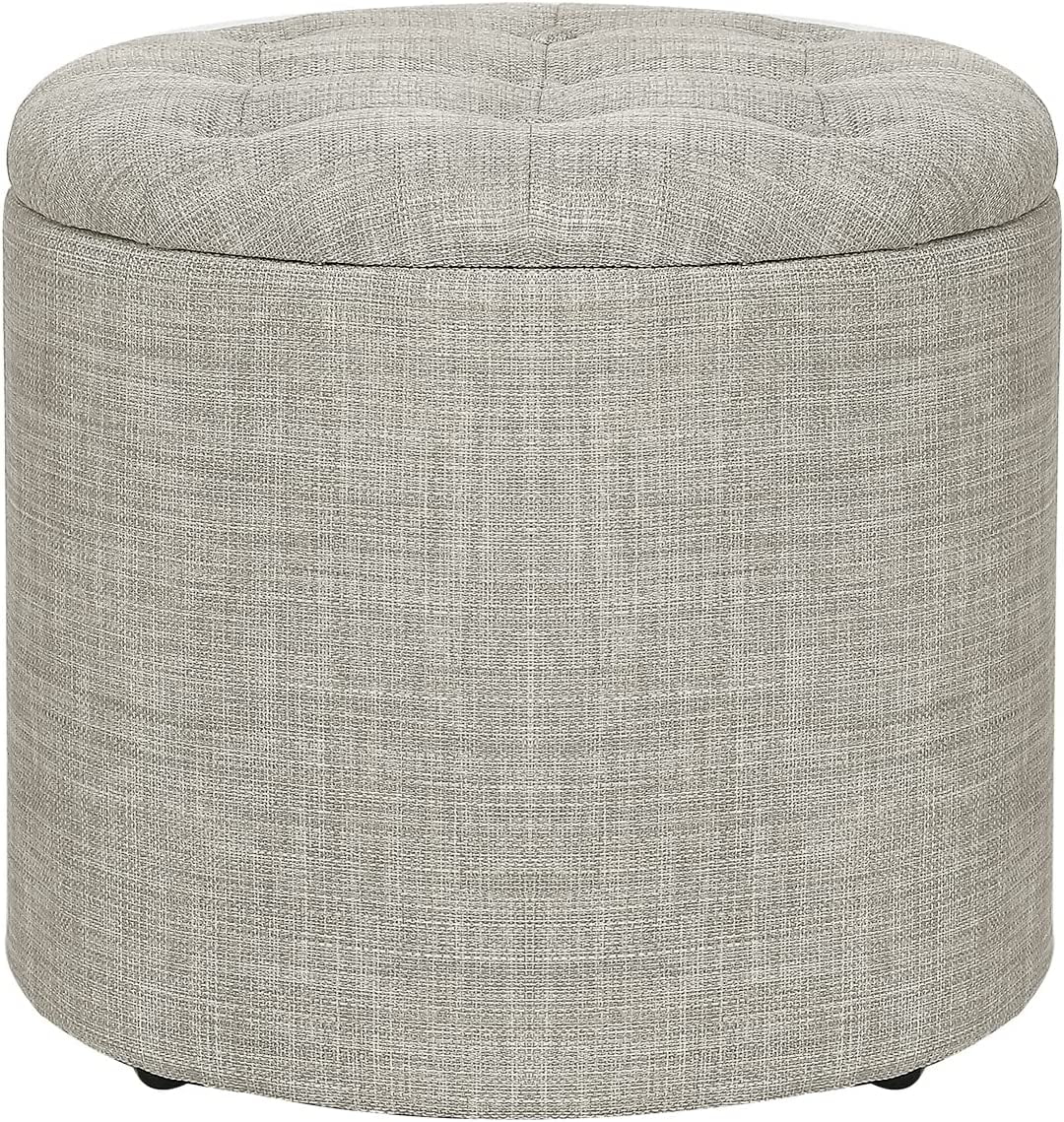 Joveco Round Storage Ottoman, Small Fabric Foot Rest Stool with ...