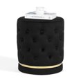Joveco Round Velvet Ottoman Footstool, Modern Upholstered Button Tufted ...