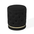 Joveco Round Velvet Ottoman Footstool, Modern Upholstered Button Tufted ...