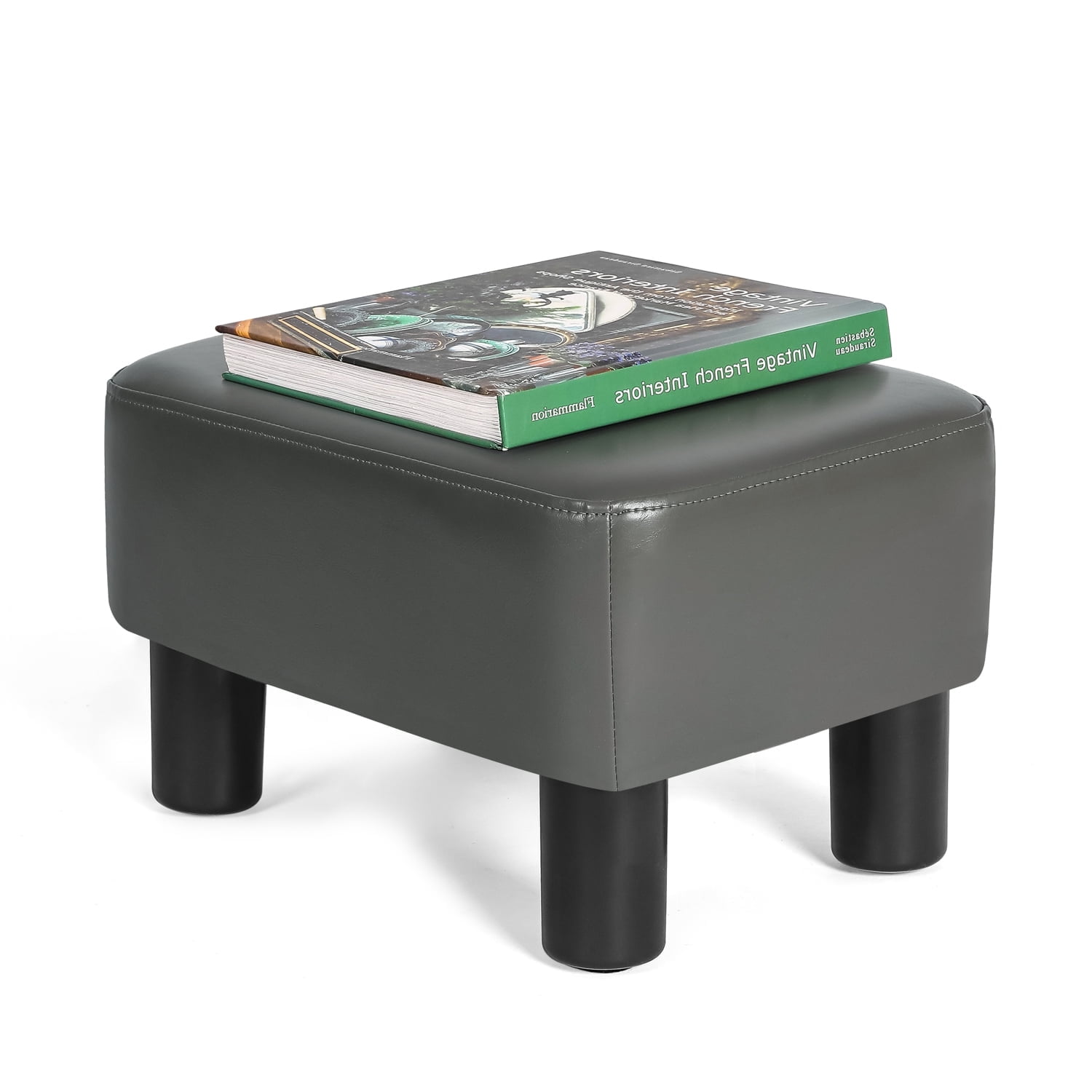 Joveco 16" Small Footstool PU Leather Ottoman Modern Footrest Living ...