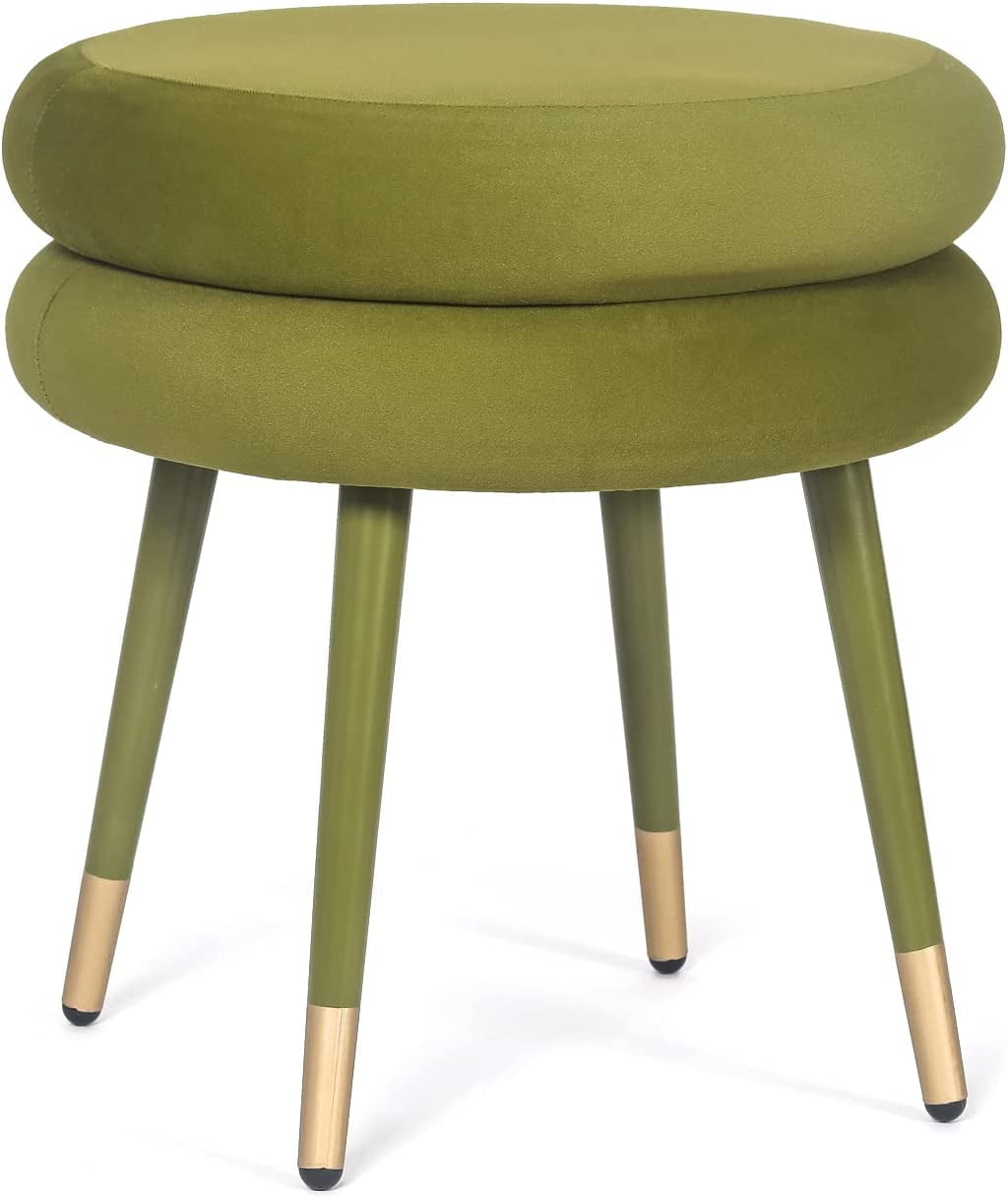 Joveco Small Ottoman Velvet Upholstered Round Footrest Foot Stool Seat ...