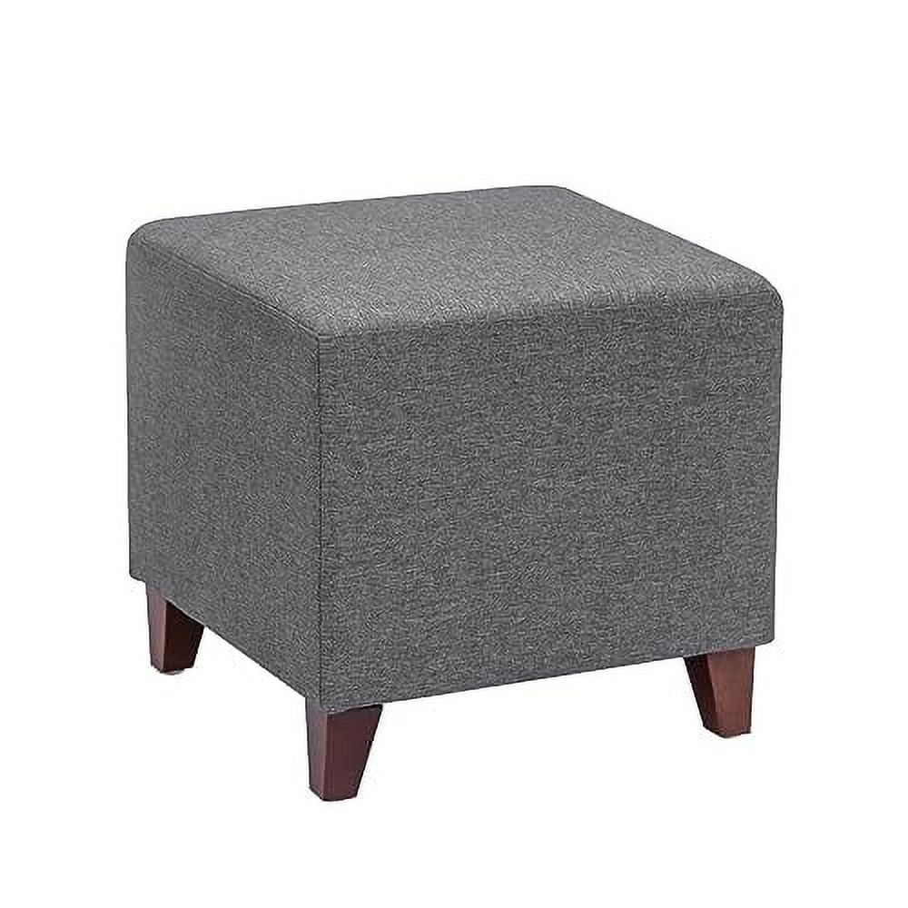 Joveco Square Ottoman Linen Cube Footrest Stool with Wooden Legs ...