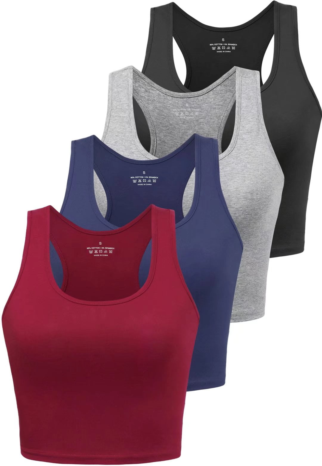 Cotton Workout Crop Top for Women Racerback Yoga Tank Tops Athletic ...