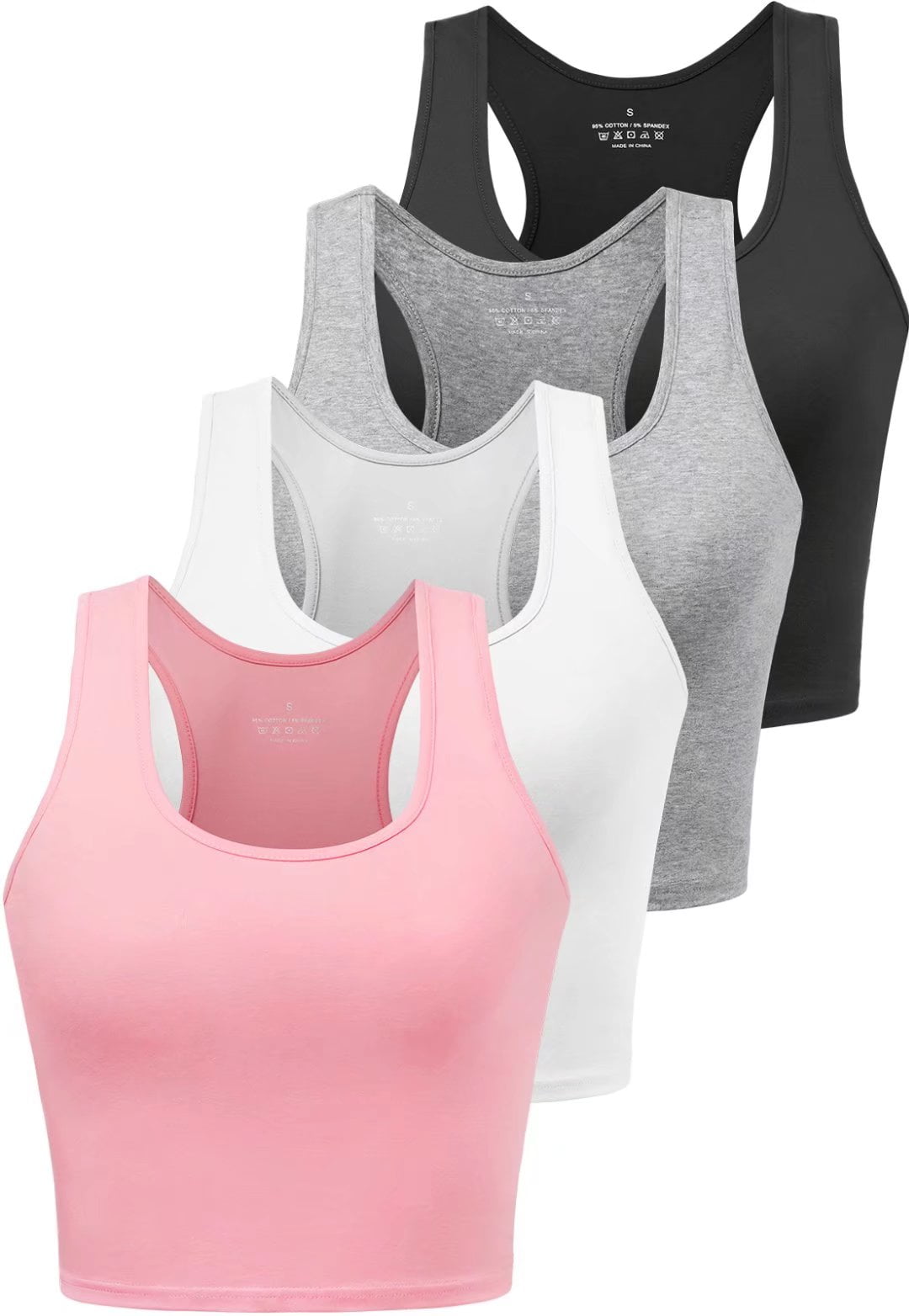 Cotton Workout Crop Top for Women Racerback Yoga Tank Tops Athletic ...