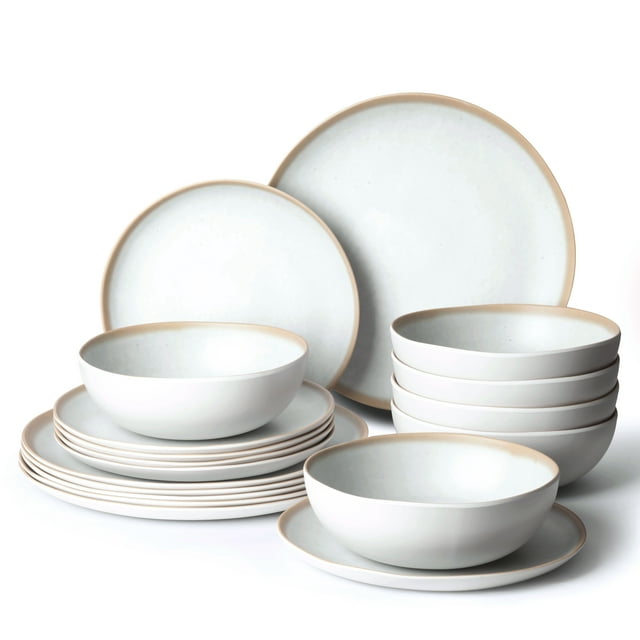 Joviton Home 18PCS Matte Gray Rustic Melamine Dinnerware Sets for 6 ...