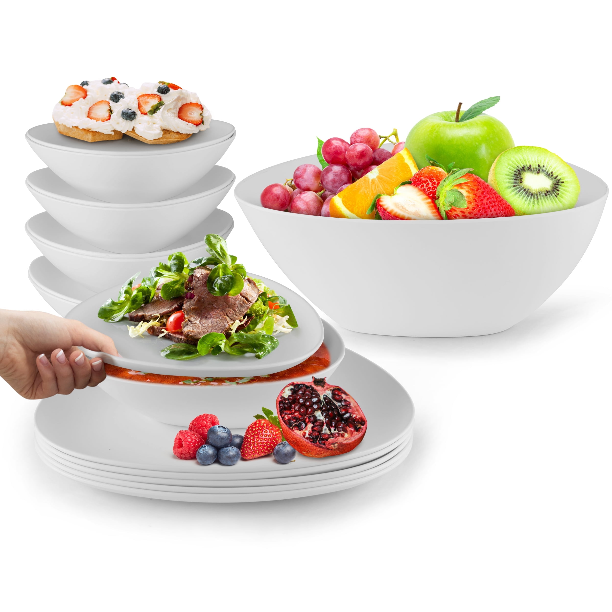 Joviton Home 19PCS Traingle Melamine Dinnerware Sets for 6, Outdoor ...