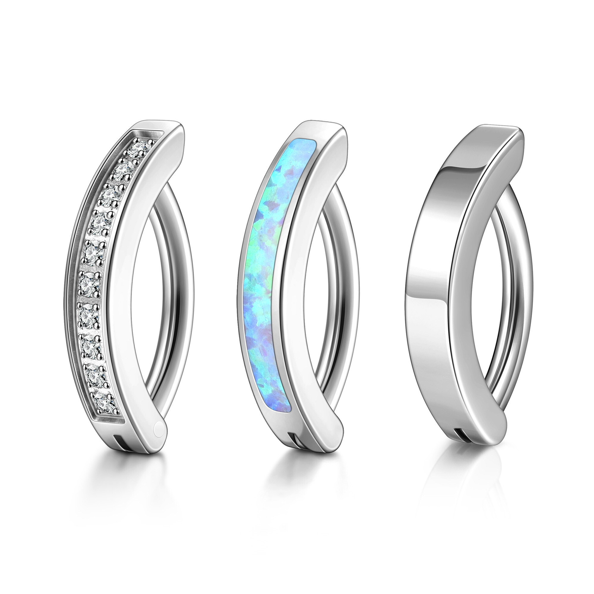 Jovivi 14G Clicker Belly Button Ring, Stainless Steel CZ Opal Belly Button Rings Belly Barbell ...