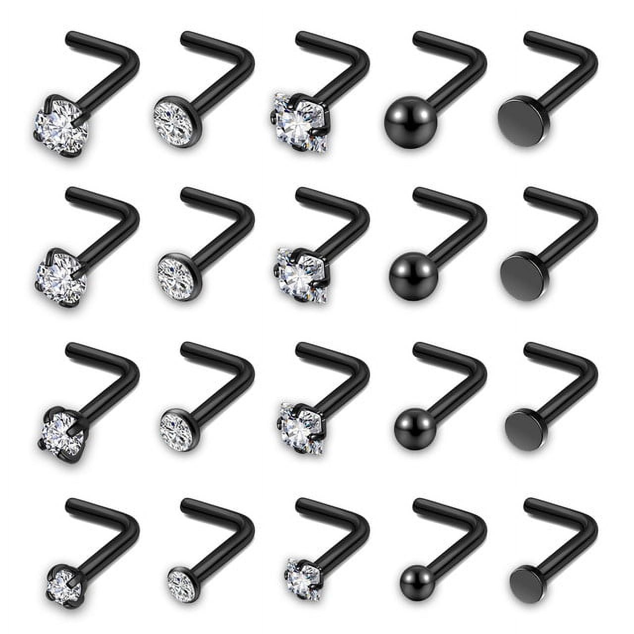 Jovivi 20G Nose Studs 1.5mm 2mm 2.5mm 3mm Diamond CZ Nose L Shaped ...