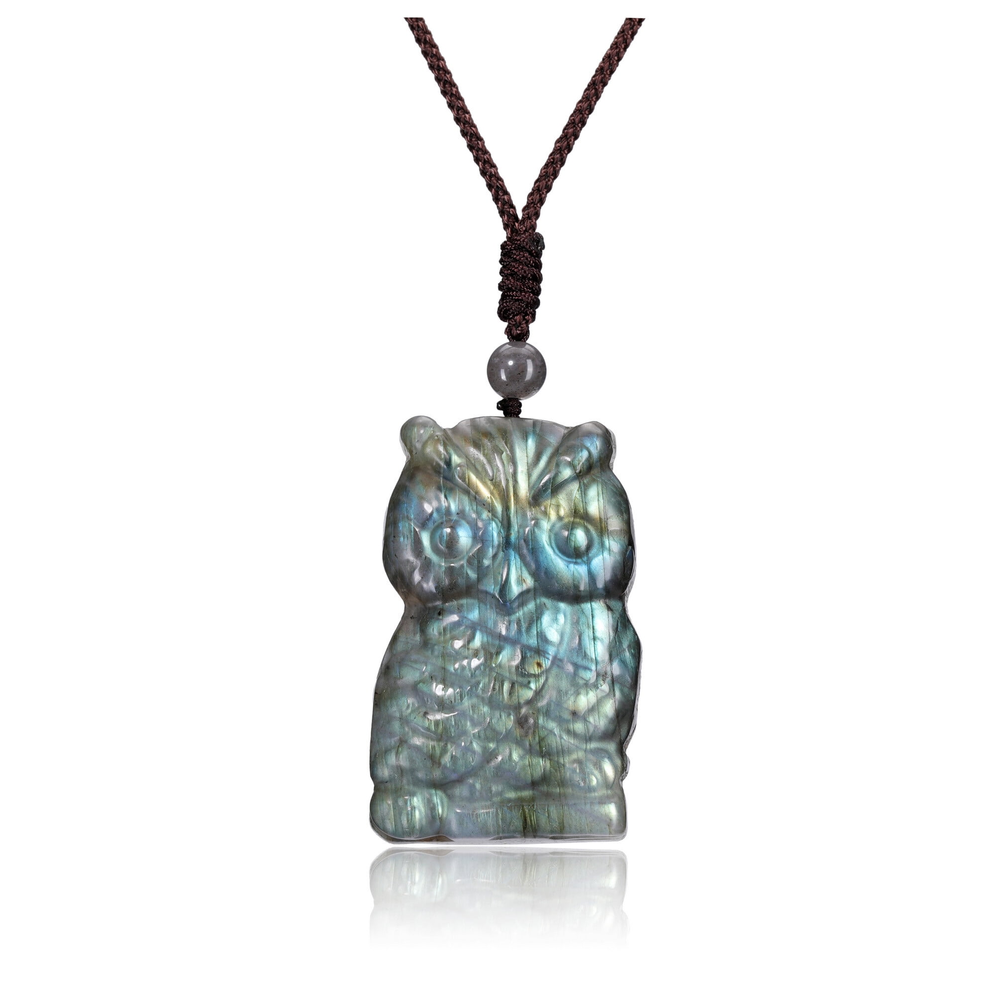 Jovivi Natural Labradorite Necklace, Healing Crystal Owl Pendant ...