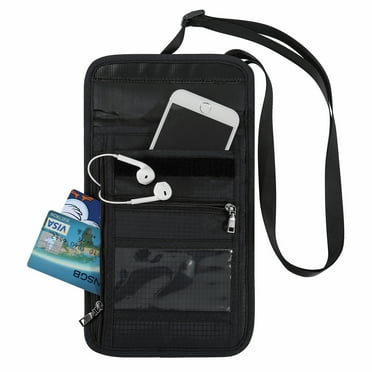 Travel Neck Pouch Neck Wallet with RFID Blocking Passport Holder Travel ...