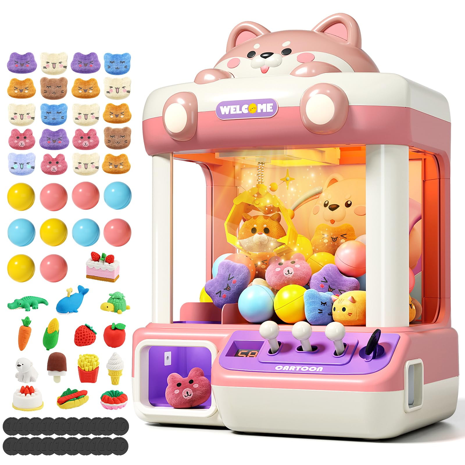 Jovow Claw Machine for Kids, Mini Vending With Music, Prize Dispenser ...
