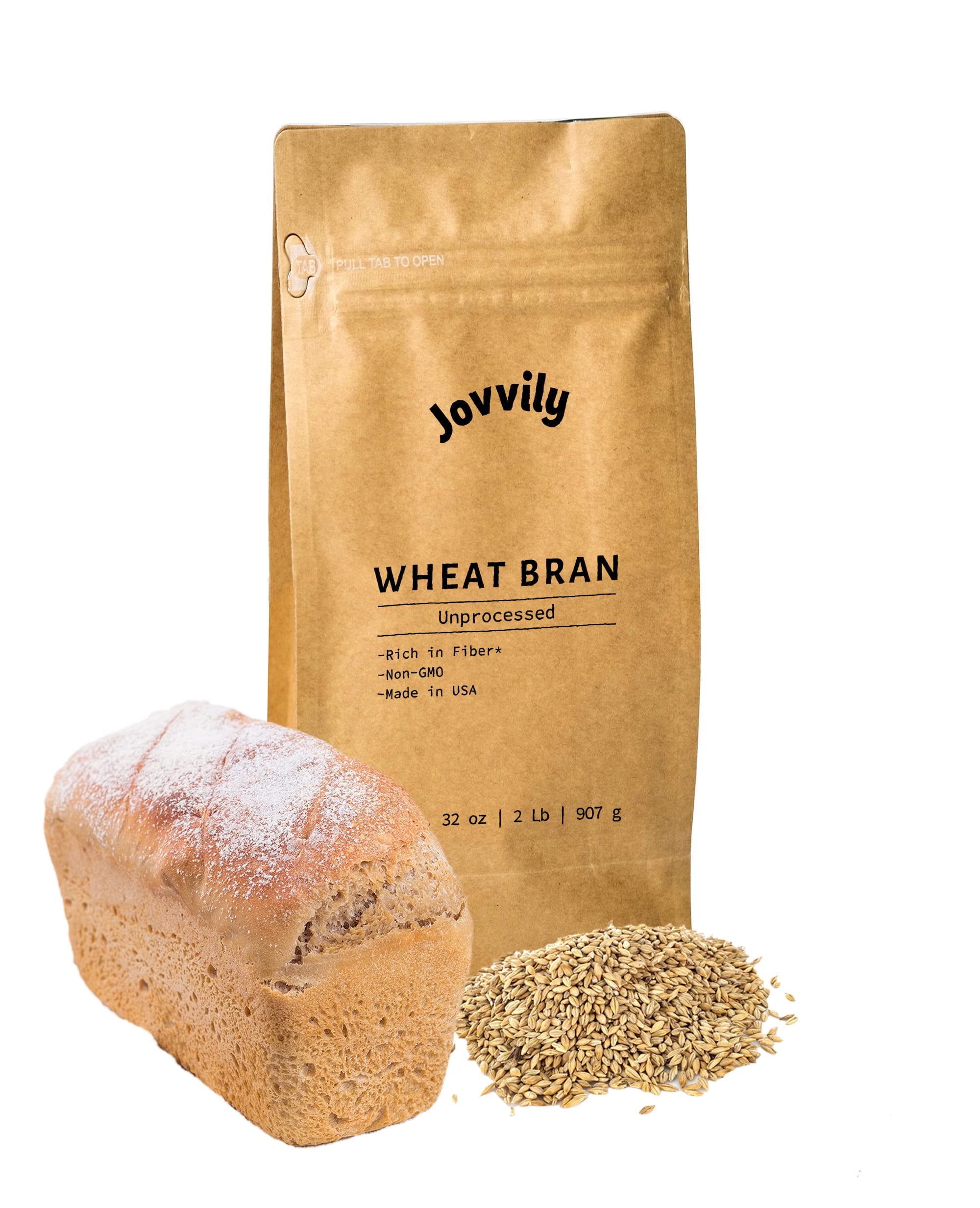 Jovvily Wheat Bran - IEF31 2lb - Fiber Rich - Non-GMO - Resealable Bag ...