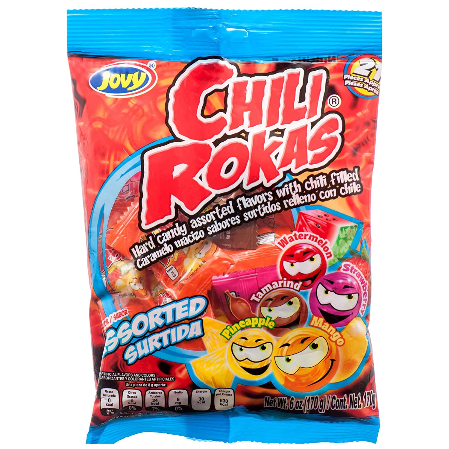 Jovy Chili Rokas Assorted Flavor Mexican Candy, Sweet and Spicy, 6 oz ...