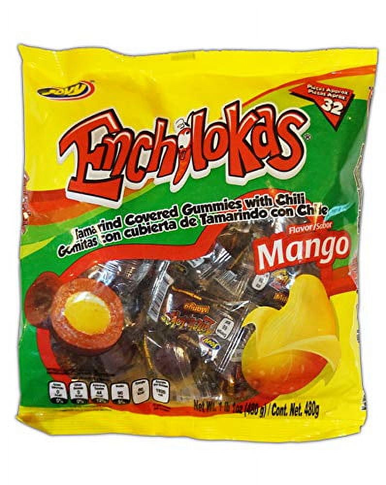 Jovy Enchilokas Candy. Mango Flavored Tamarind Covered Gummies With Chili. Net wt 1-lb 1-oz ...