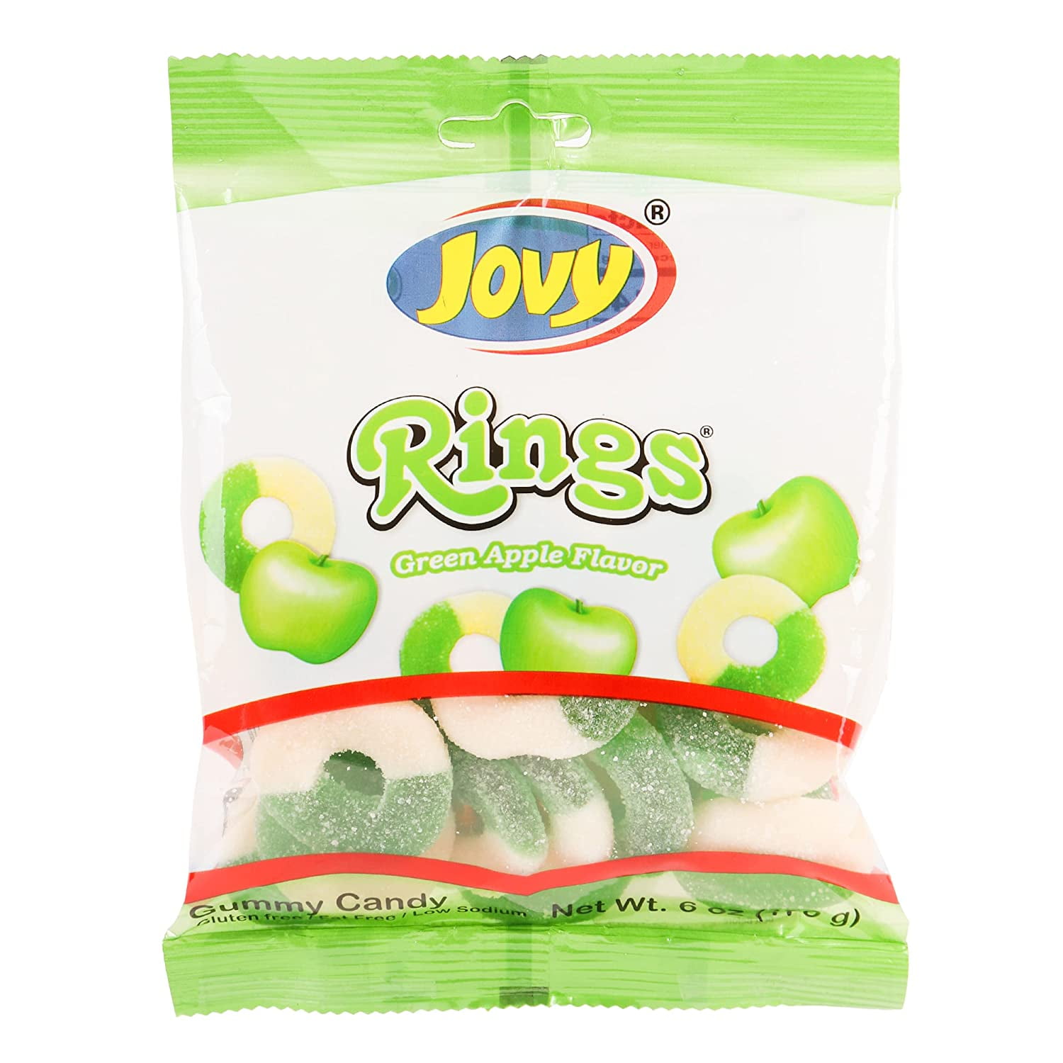 Jovy Green Apple Gummy Rings Mexican Candy (1 x 6 oz. Bag) - Walmart.com