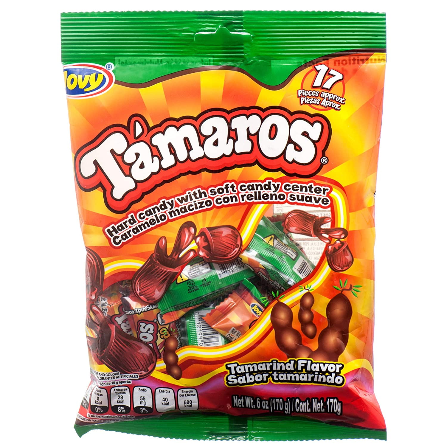 Jovy Tamaros Tamarind Flavor Mexican Candy (1 x 6 oz. Bag) - Walmart.com