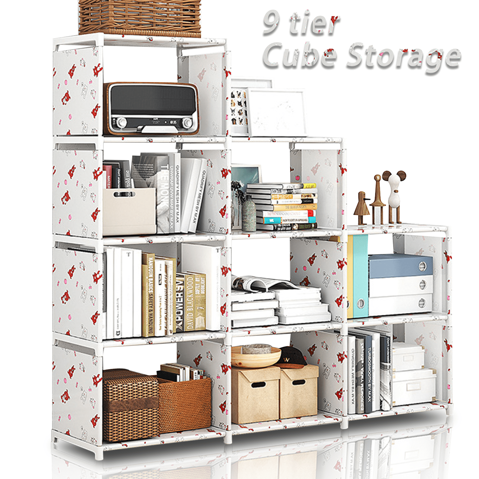 Jowenia 9 Cube Storage Organizer, Portable Bookcase Adjustable ...