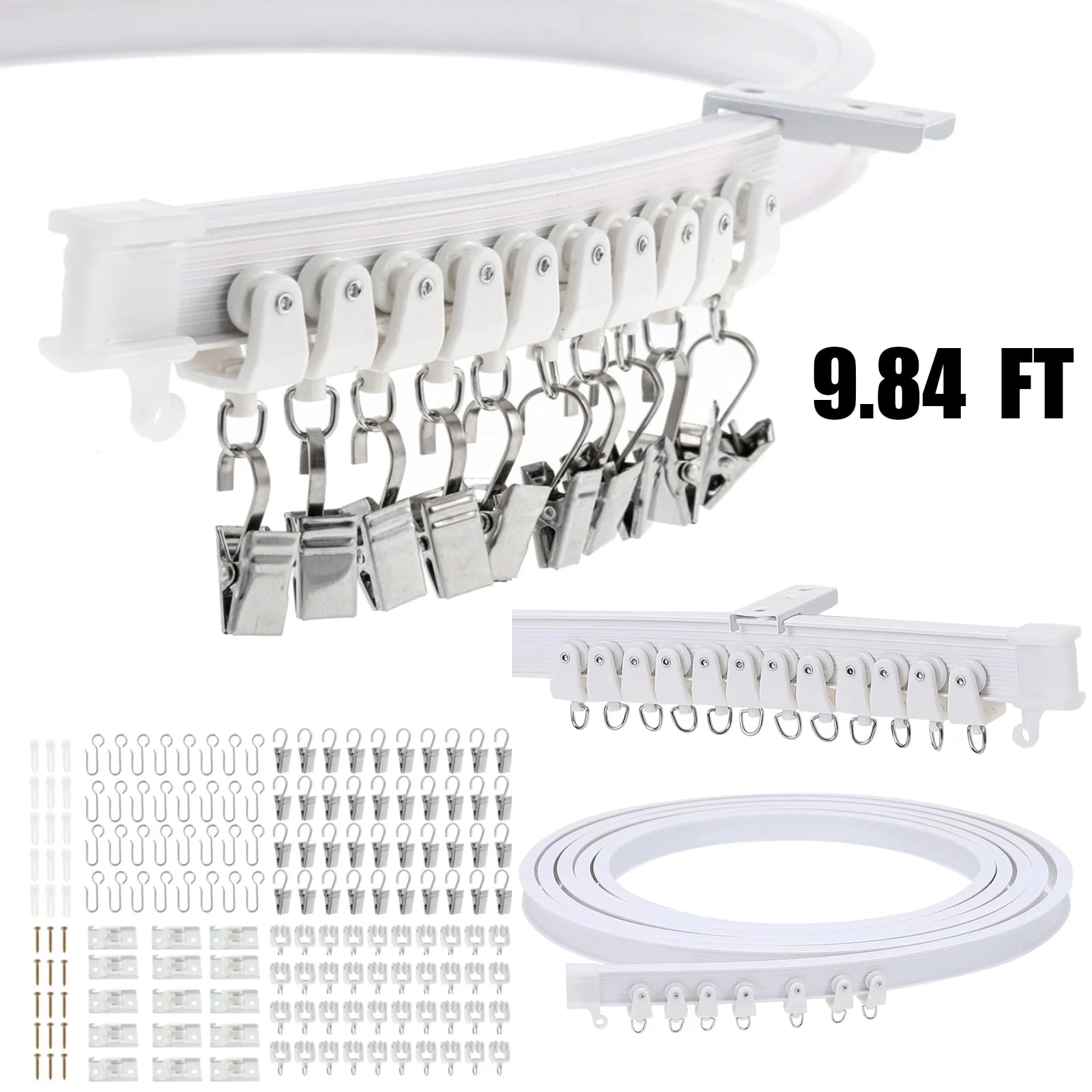 Jowenia Flexible Bendable Ceiling Curtain Track, 3M/9.84FT Ceiling ...