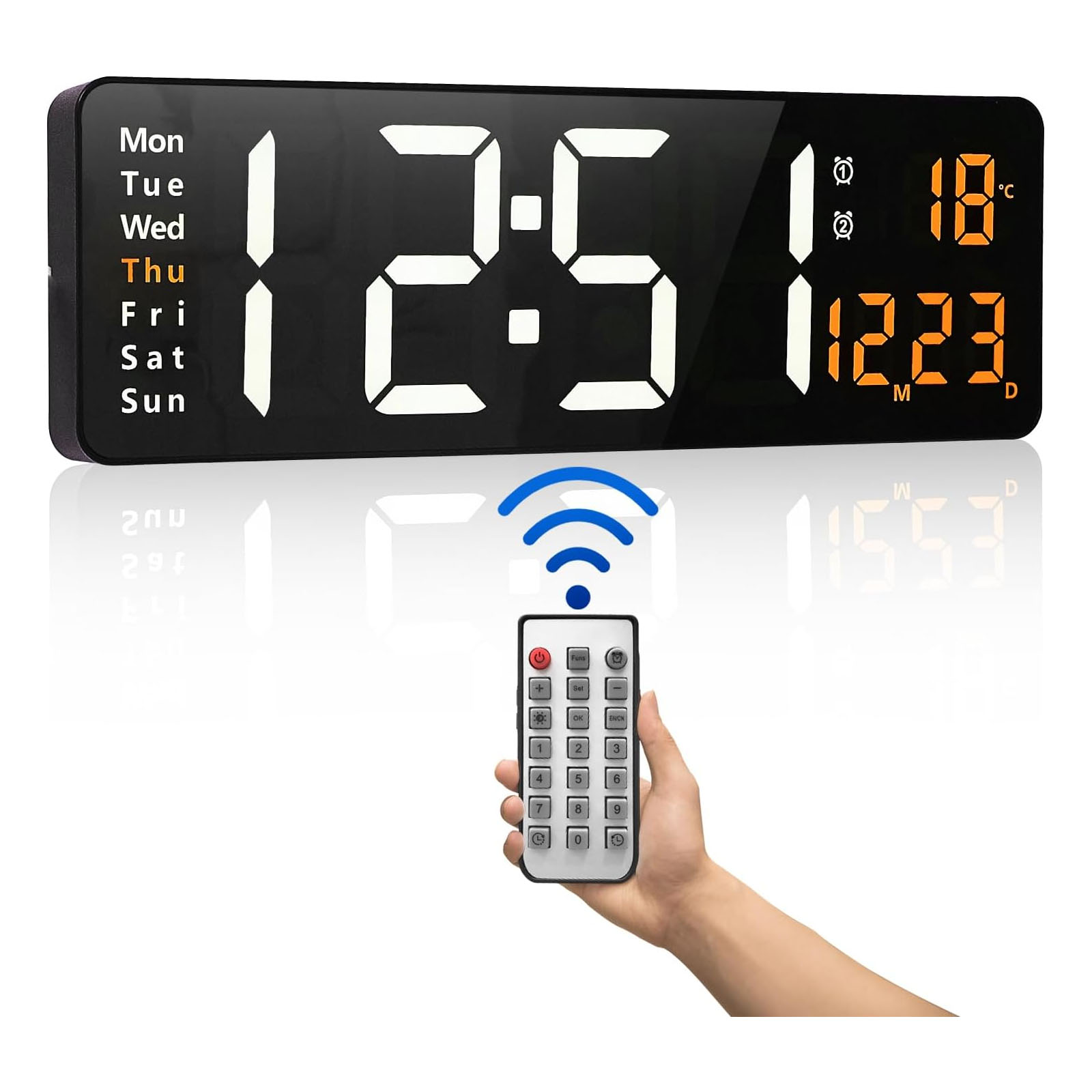 Jowenia Large Digital Wall Clock with Remote Control, 16" LED Display Count Up & Down Timer ...