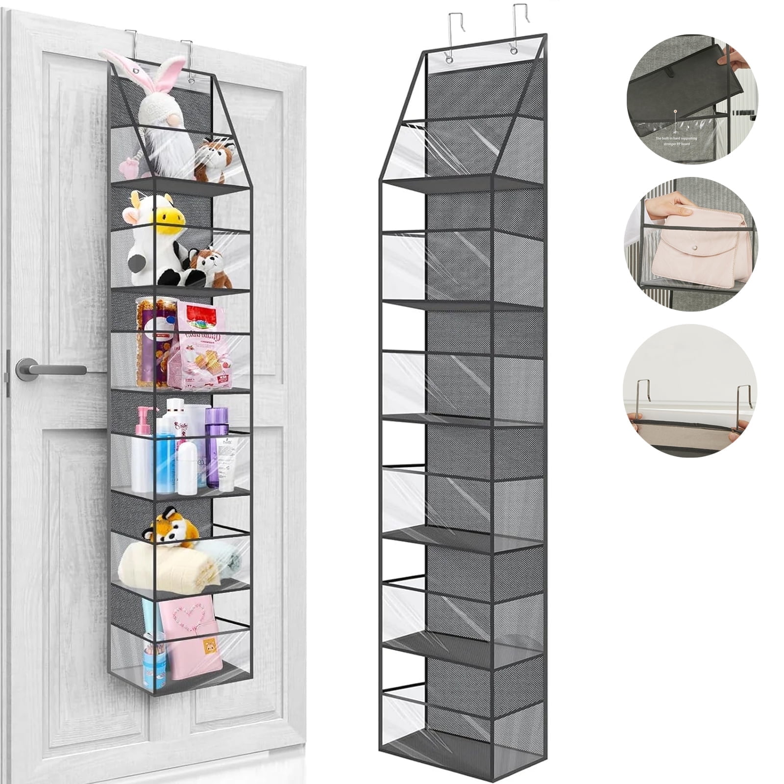 Jowenia Over the Door Hanging Organizer with 6 Large Clear Pockets for ...