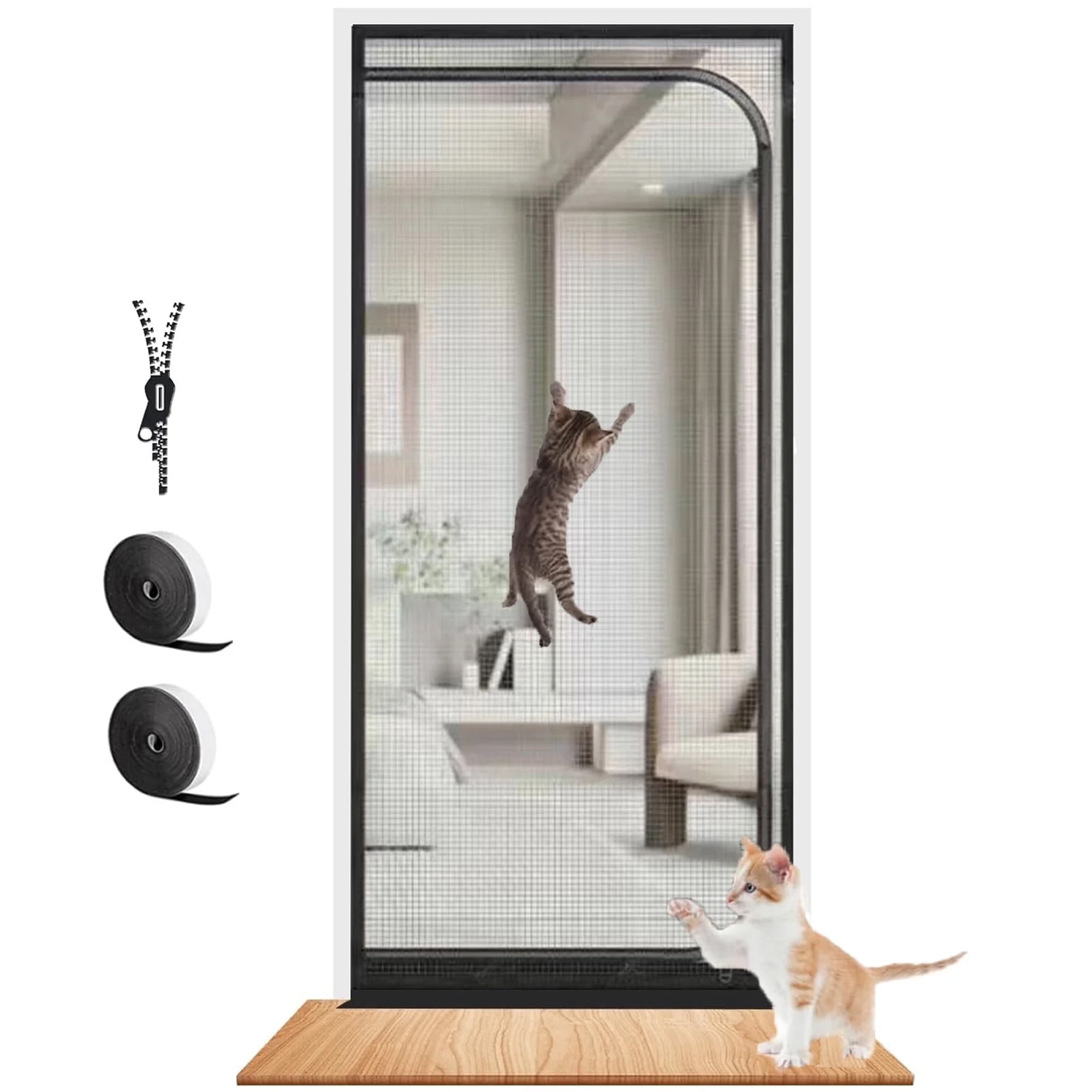Jowenia Reinforced Cat Screen Door, Pets Proof Screen Door with ...