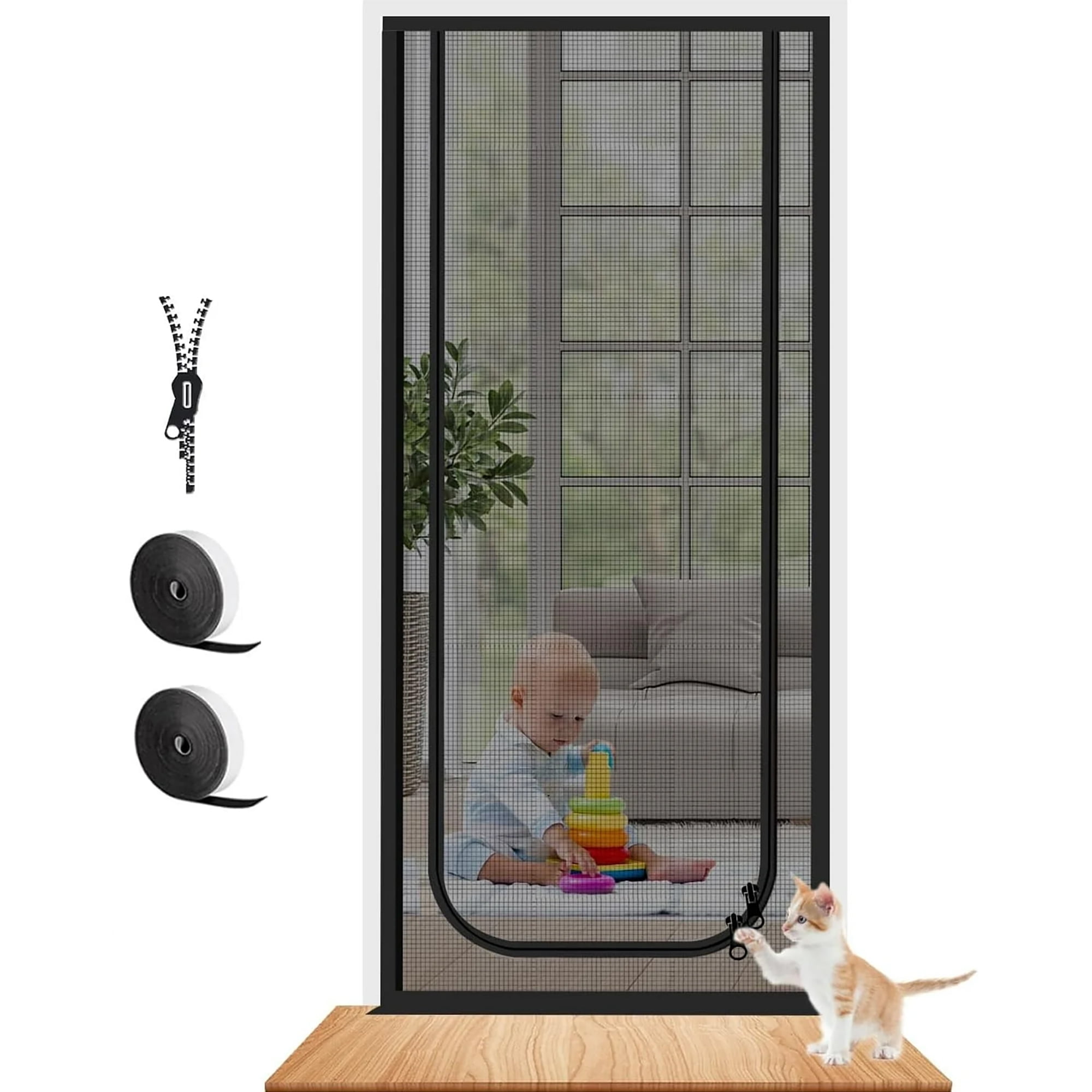 Jowenia Reinforced Cat Screen Door, Pets Proof Screen Door with ...
