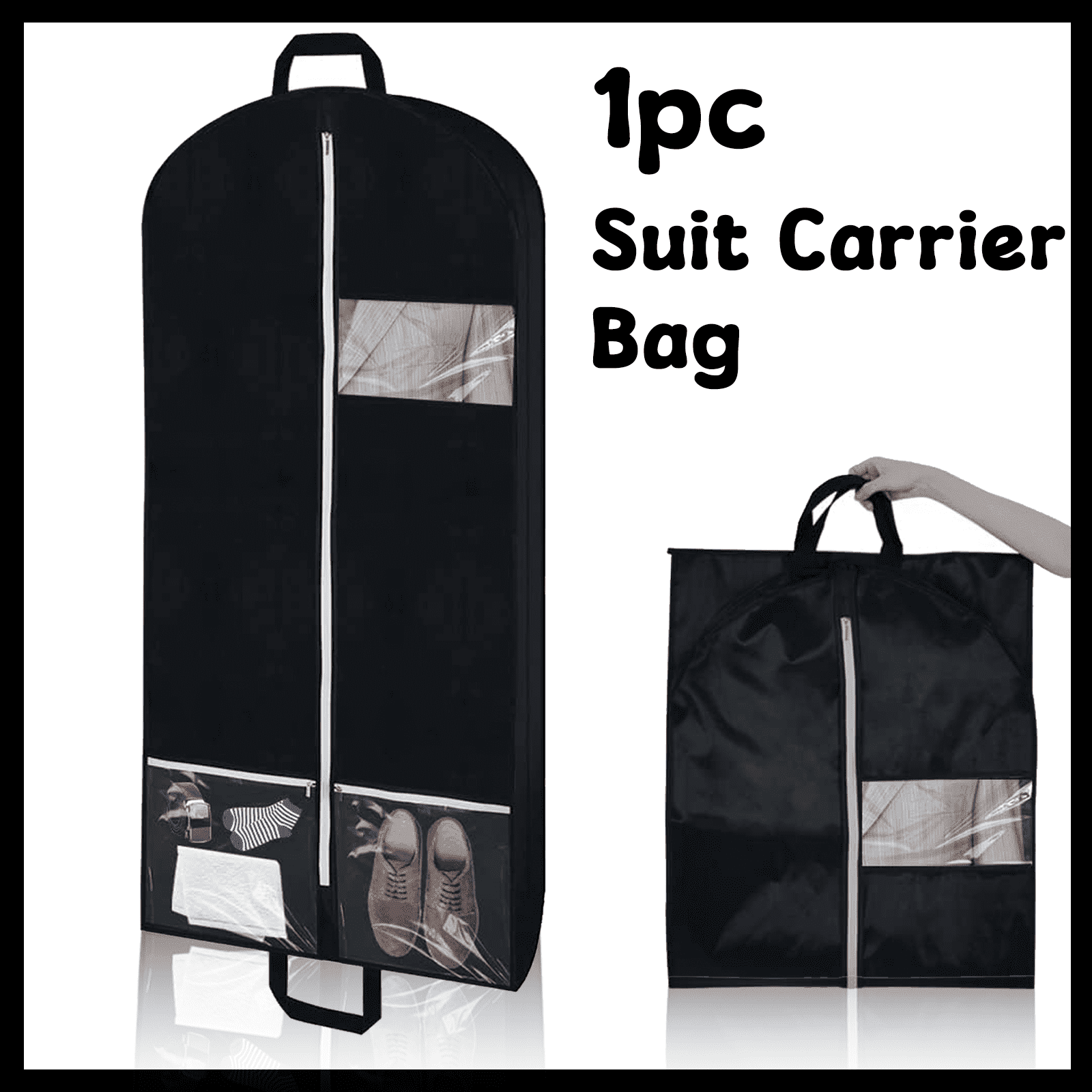Jowenia Suit Carrier Bag Garment Bag with Handles and 2 Large Clear ...
