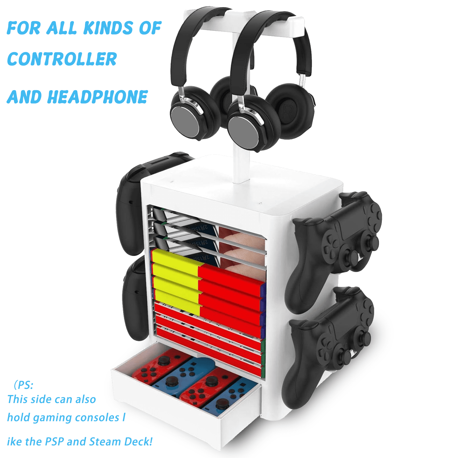 Jowenia Universal Game Storage Tower, Compatible with PS Xbox Swtich ...