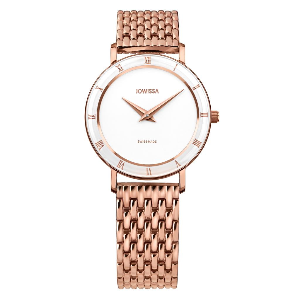 Jowissa Roma Roman Numerals Rose Gold Plated Swiss Quartz 30.5mm Case ...