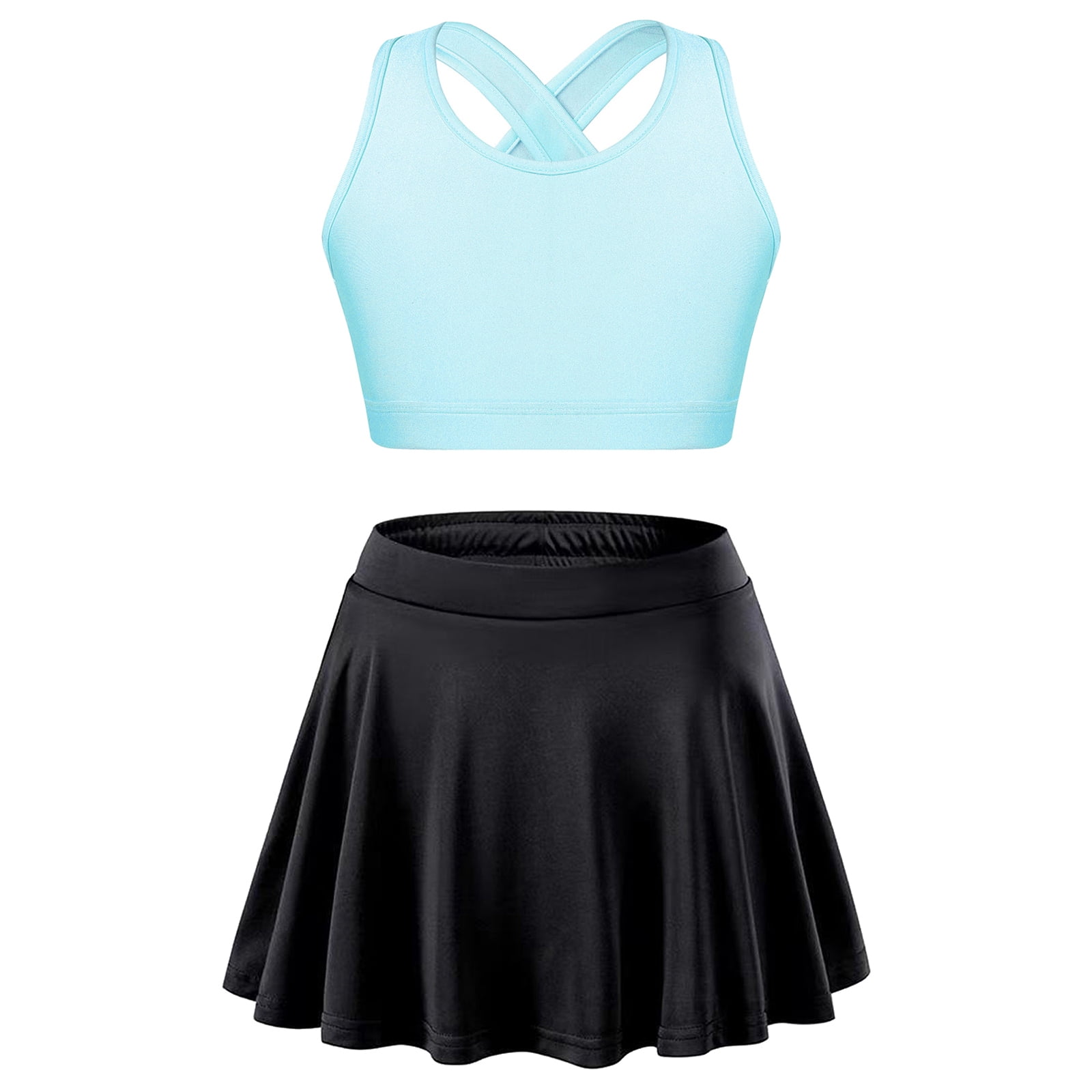 Jowowha Girls Dance Crop Tops with Flared Skater Skirts Set Gymnastics ...
