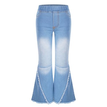 inhzoy Baggy Wide Leg Denim Jeans for Kid Girl, Bell Bottom Flare Pants ...