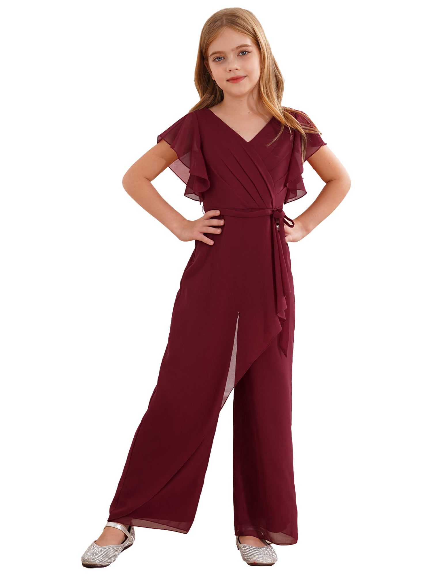 Jowowha Kids Girls Ruffled Wide Leg Maxi Summer Jumpsuit Playsuit ...