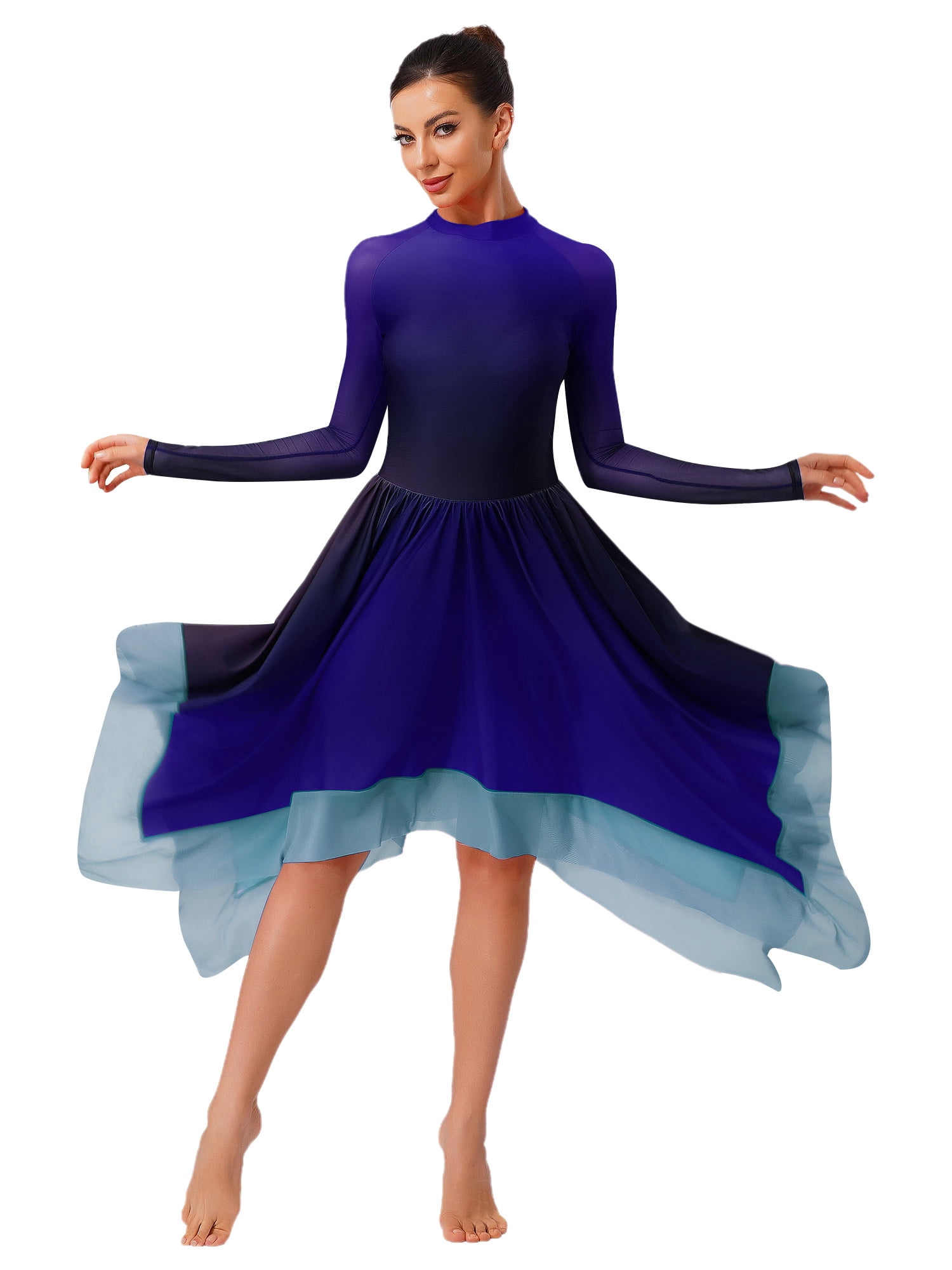 Jowowha Lyrical Dance Dress for Women Gradient Color Flowy Ballet ...