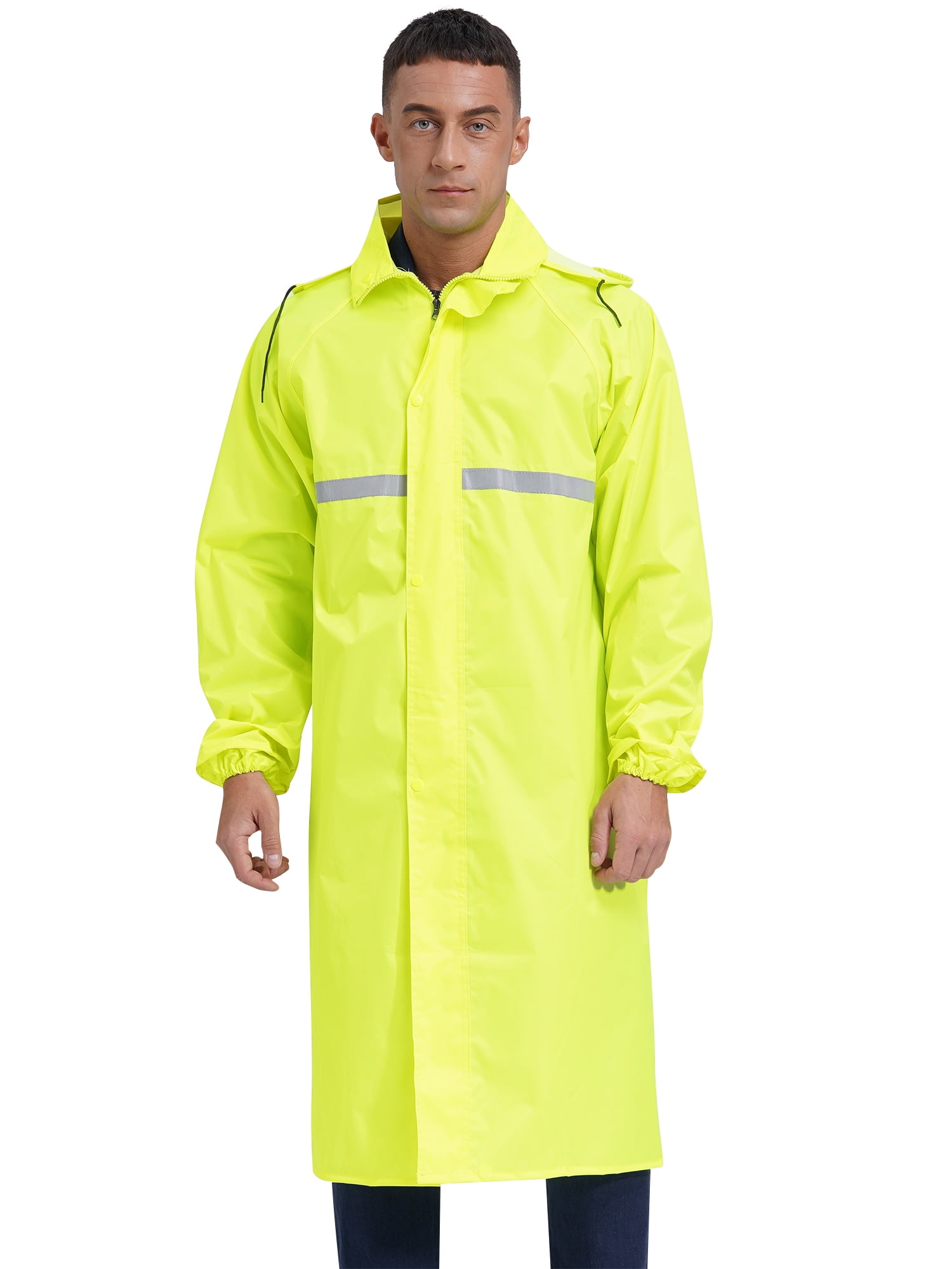 Jowowha Men's Long Rain Coats Hooded Raincoat Safety Waterproof ...
