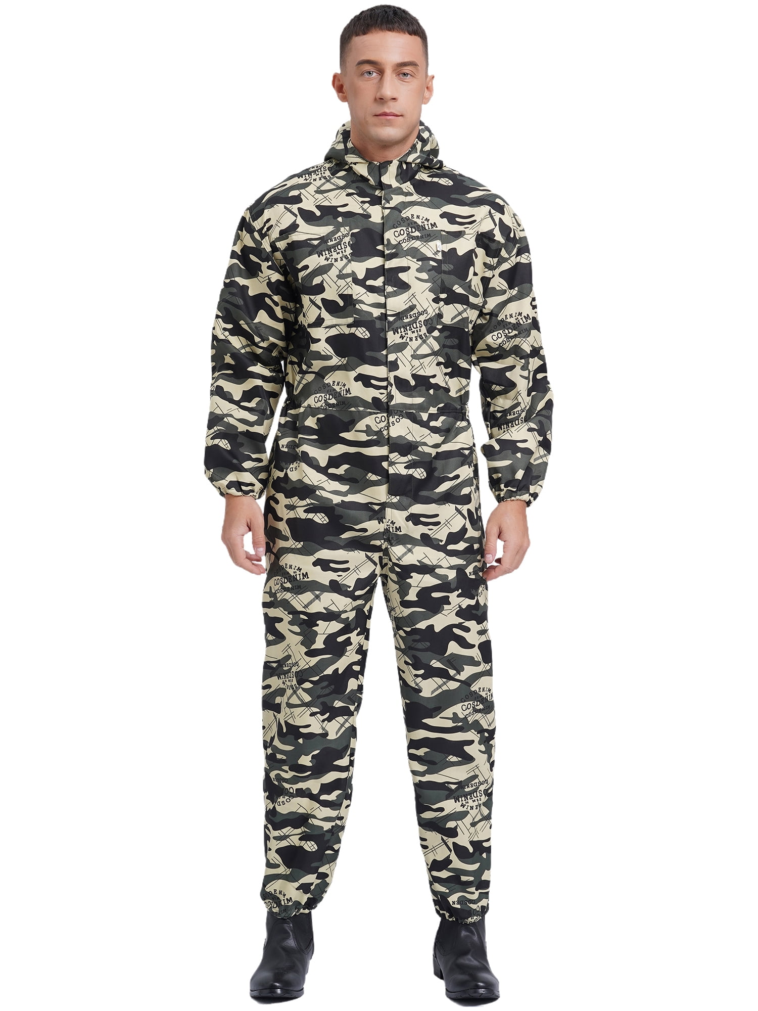 Jowowha Men's Long Sleeve Work Overall Jumpsuit Front Half Zipper ...